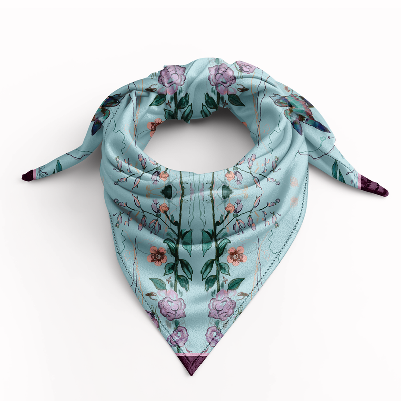 Birds of a Feather Aqua - Large Silk Scarf – Windy O'Connor Art and Home